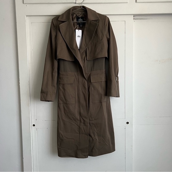 ALO Yoga | Jackets & Coats | Alo Yoga Formation Trench Coat Olive Tree ...